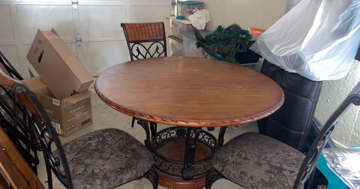 Bear Claw Wrought Iron & Wood Table for $200 in Port Charlotte, FL | For Sale & Free — Nextdoor