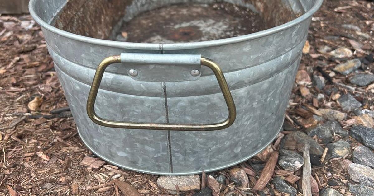 free silver medium sized bucket for plants or decor for Free in Denver ...