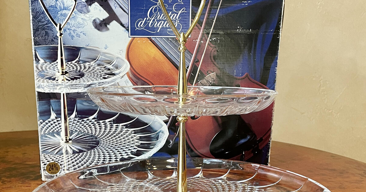 Longchamp Cristal d'Arques Two 2 Tier Server Dessert Stand, Vintage ...