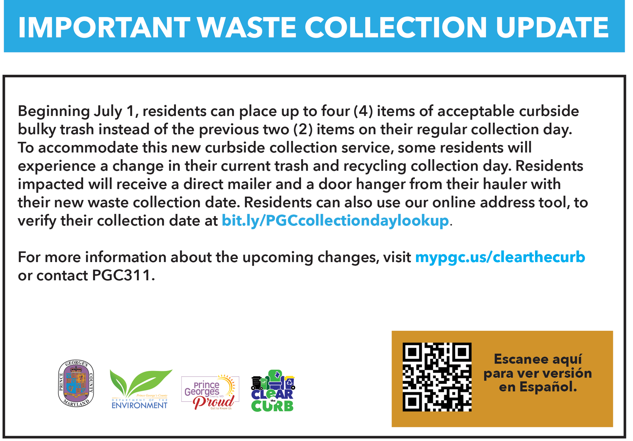 Upcoming Collection Day Changes (Prince George’s County Government) — Nextdoor — Nextdoor