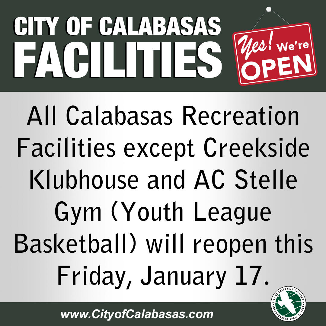 All Calabasas Recreation Facilities will reopen tomorrow Friday ...