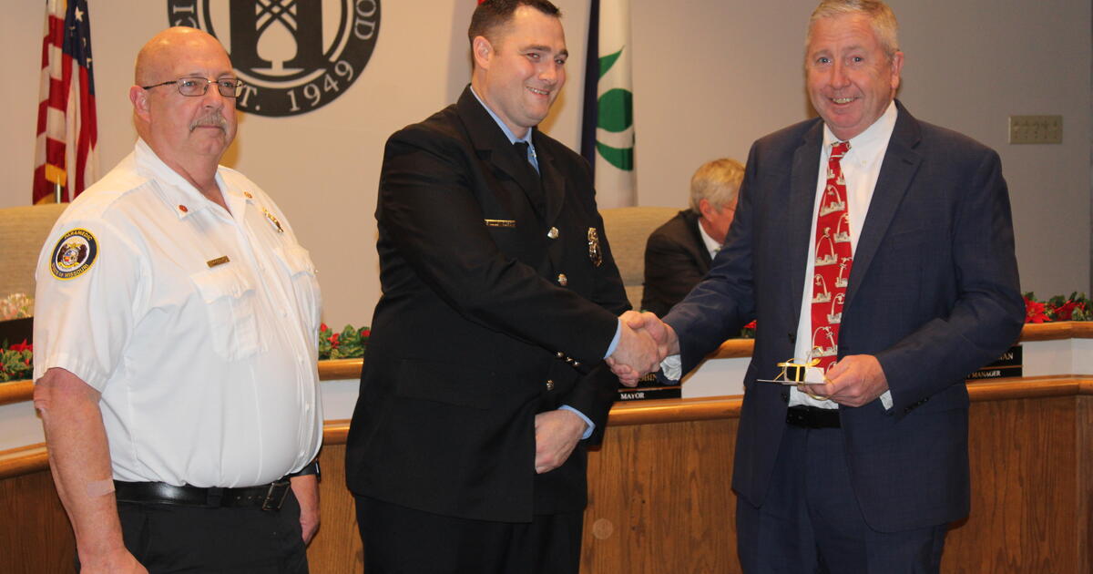 Mayor Matt Robinson and Fire Chief Dan Luley recognized Stanley "Russ ...