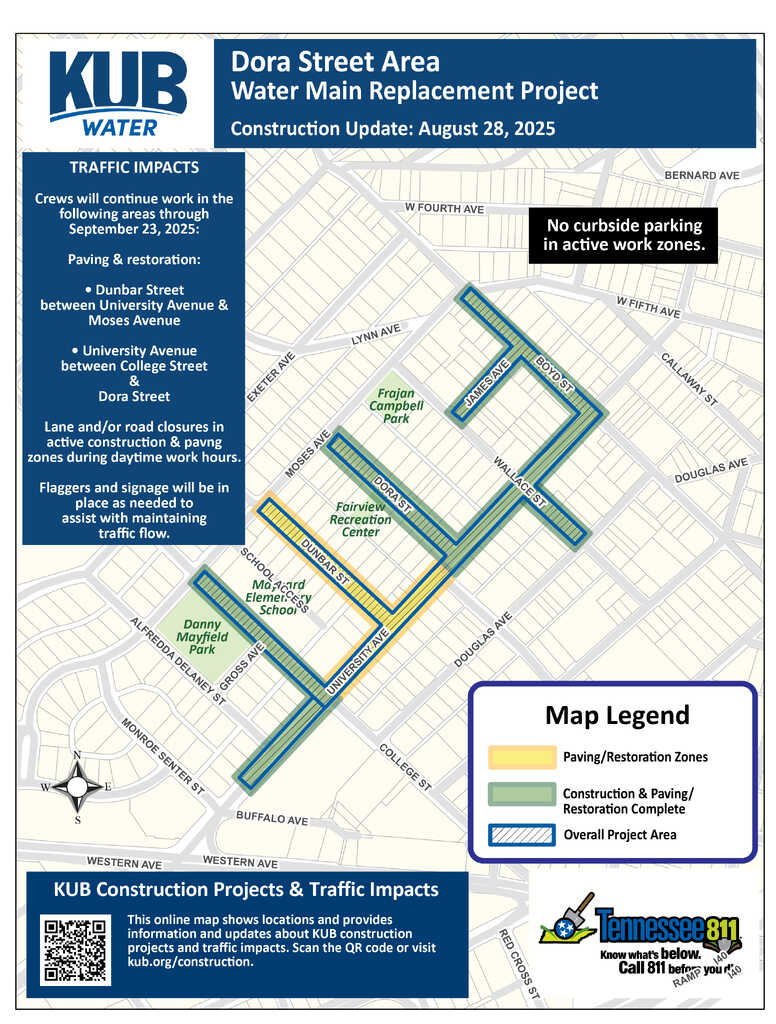 KUB Utility Construction Project Update - August 29, 2025 - Please see ...