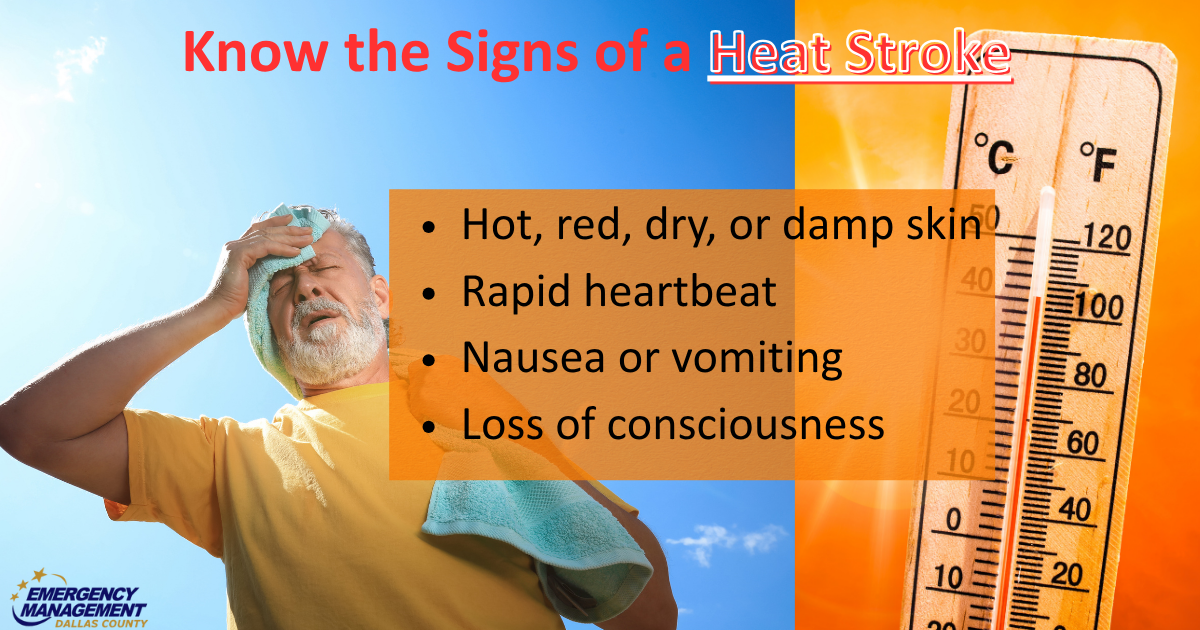 🌞 Do You Know the Signs of a Heat Stroke? (Dallas County Emergency ...