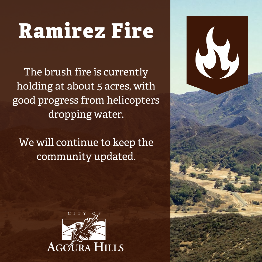 Latest update on the Ramirez Fire: Fire is holding at abut 5 acres, and ...