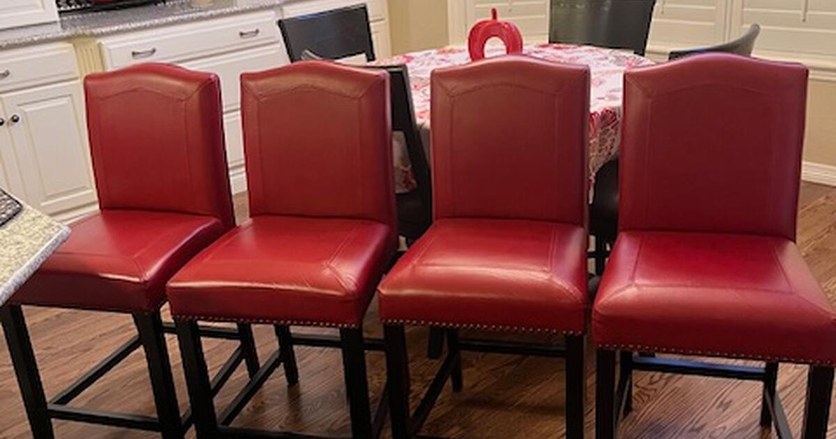 Set of 4 Red Leather Bar Stools for $100 in Lone Tree, CO | For Sale ...