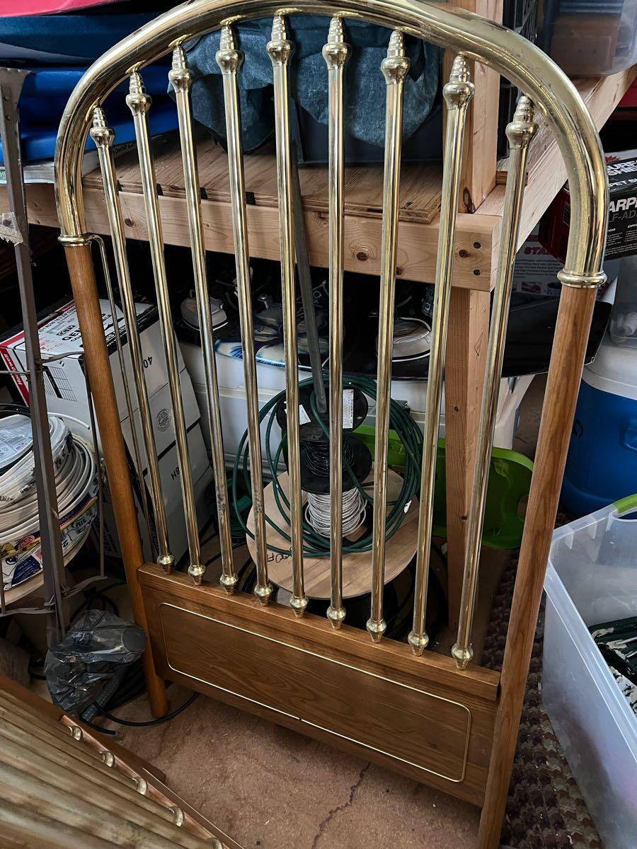 Brass (plated) and oak crib. Free in Virginia Beach, VA | For Sale ...