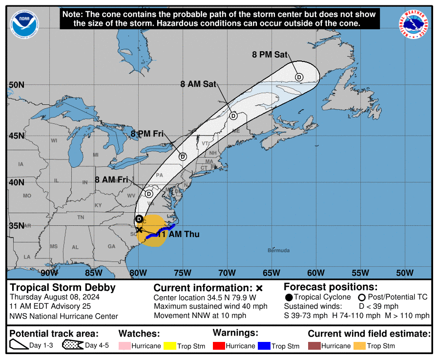 Latest Update on Tropical Cyclone Debby from the Department of ...
