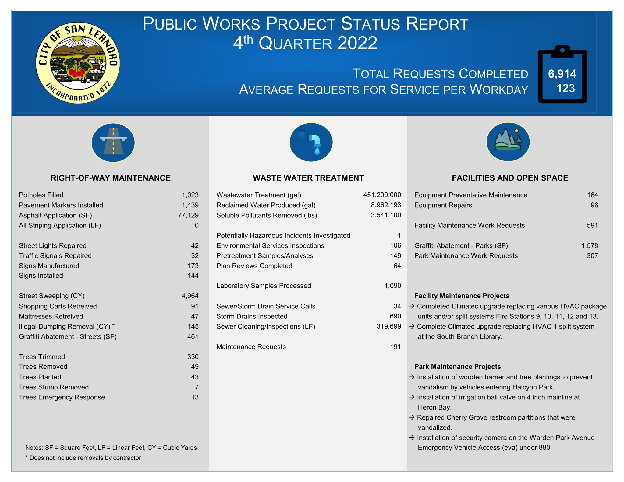 This is the San Leandro Public Works Project status report for the 4th ...