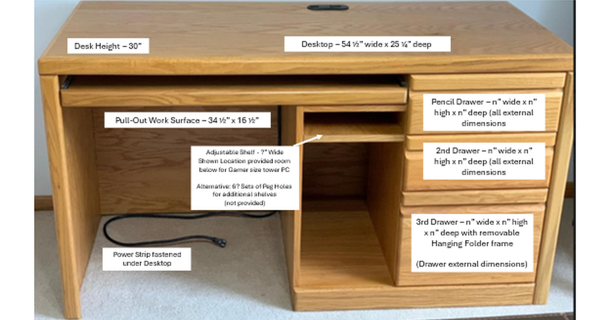 Wooden Desk with Pull-Out Work Surface for Free in Schaumburg, IL | For ...