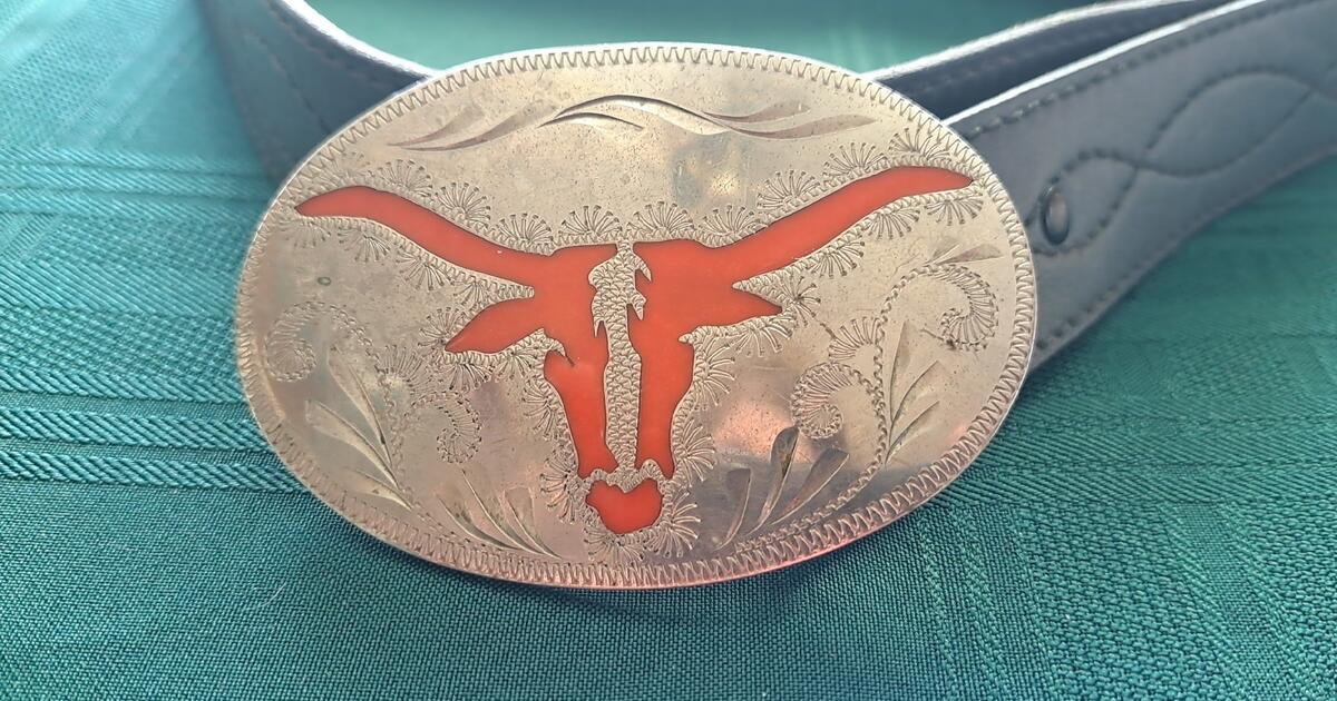 PENDING. Leather Belt w Silver Longhorn Belt Buckle for $30 in ...