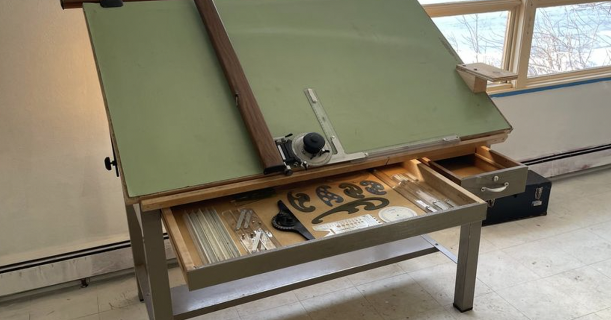 Drafting table Vemco, Rare, well-made, all the tools included for $500 ...