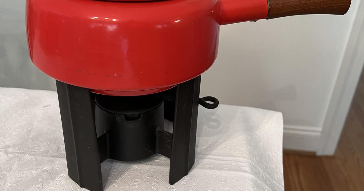 Dansk “Red” Fondue Pot w/ Stand and Teak Handled Forks for $45 in ...