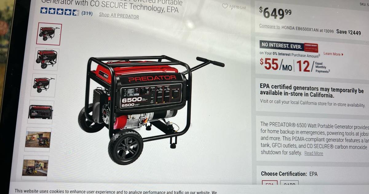 PREDATOR 6500 Watt Gas-Powered Portable Generator for $300 in Palm ...