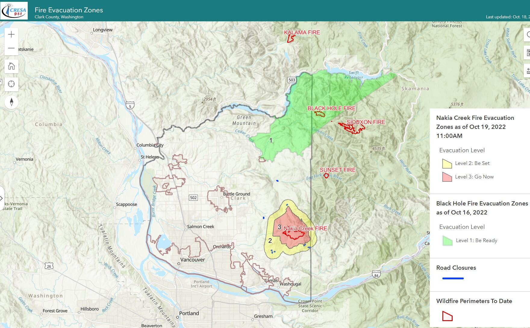 Reduced and Changed Evacuation Zones Nakia Creek Fire 10-19-22 (Clark ...