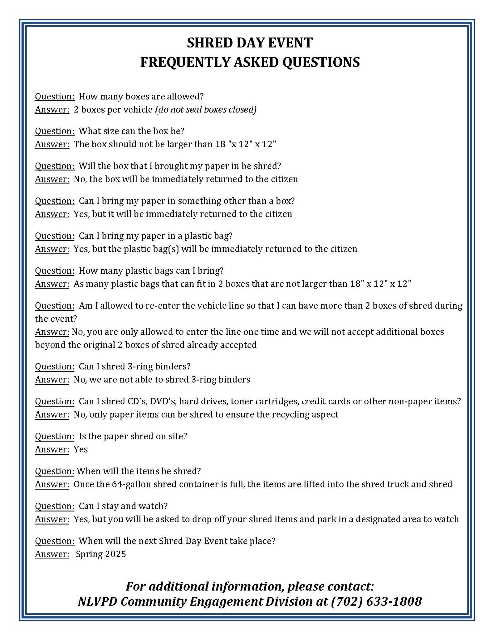 NLVPD Shred Day Event ~ Tuesday, April 15, 2025 (North Las Vegas Police ...