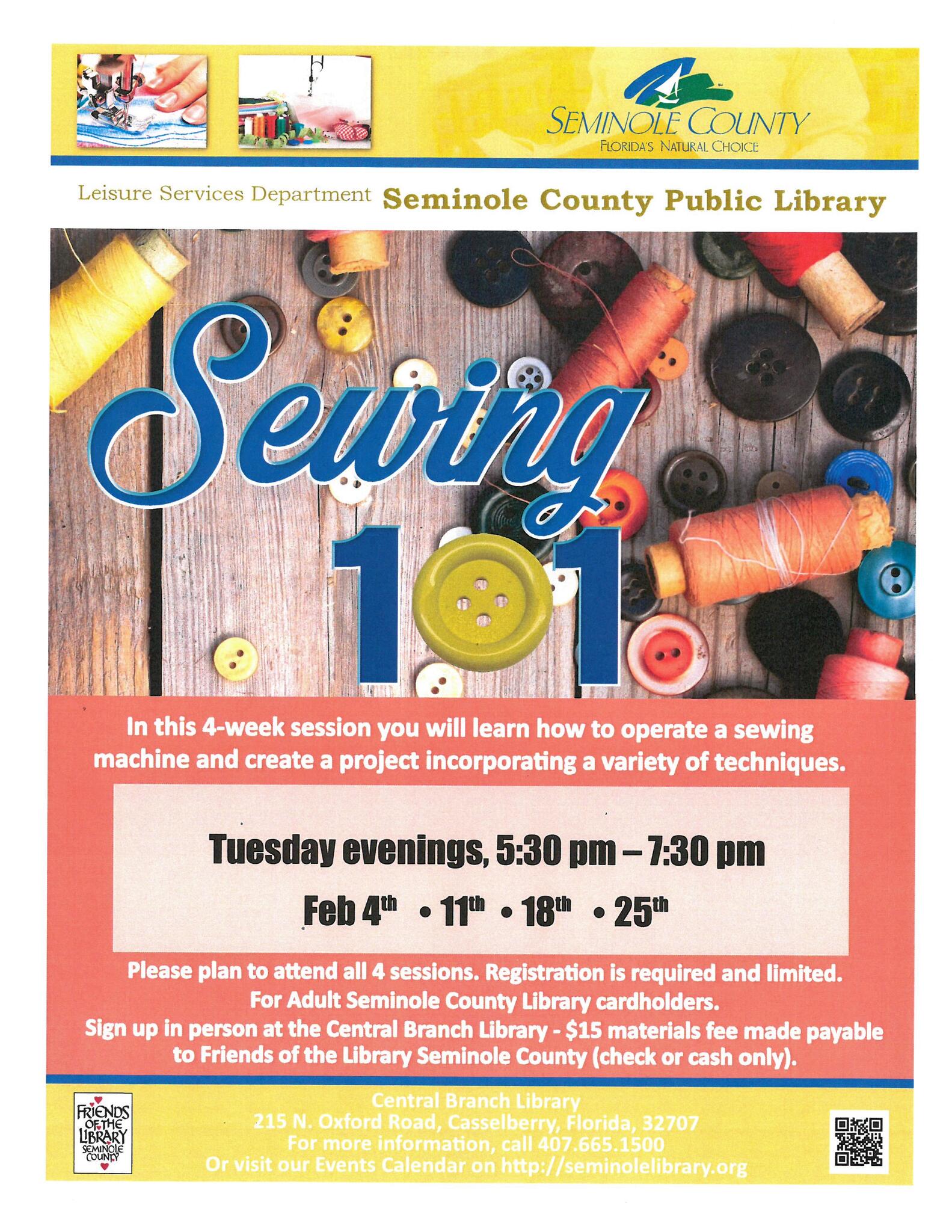 Sewing 101 @ the Library (Seminole County) — Nextdoor — Nextdoor