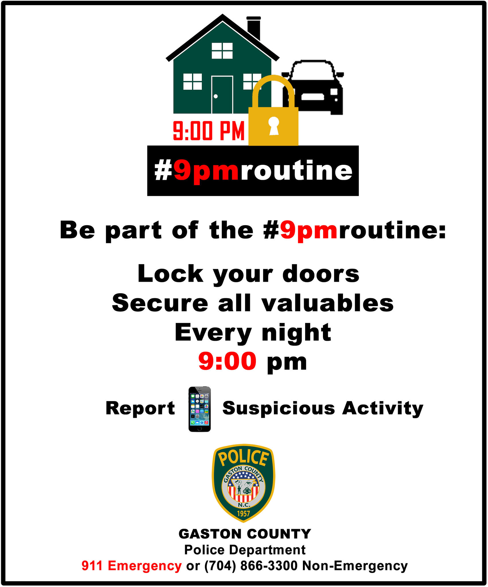 Press Release: Crime Prevention Initiative, #9pm Routine (Gaston County ...