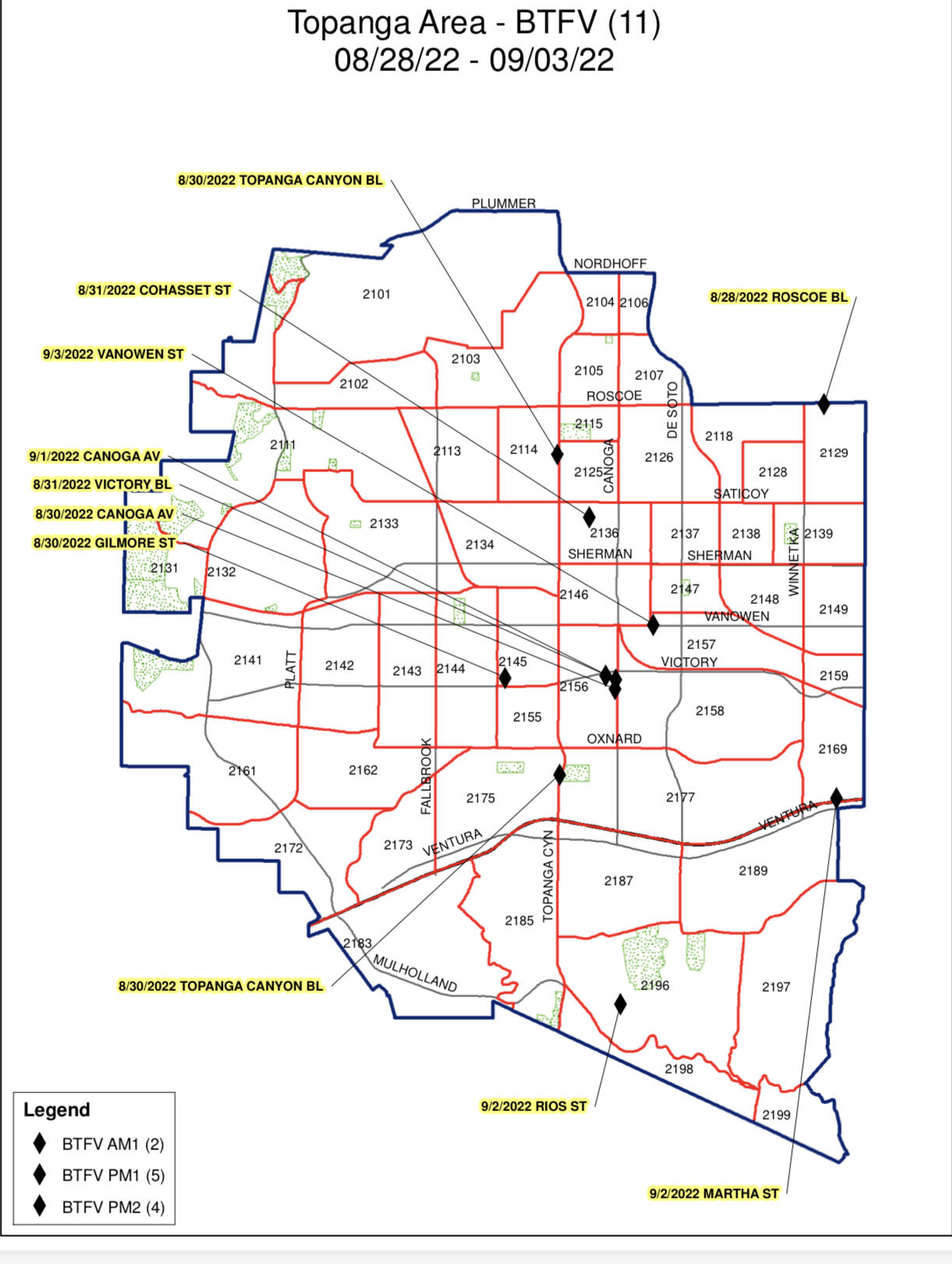 LAPD TOPANGA DIVISION WEEKLY CRIME MAPS (Los Angeles Police Department ...