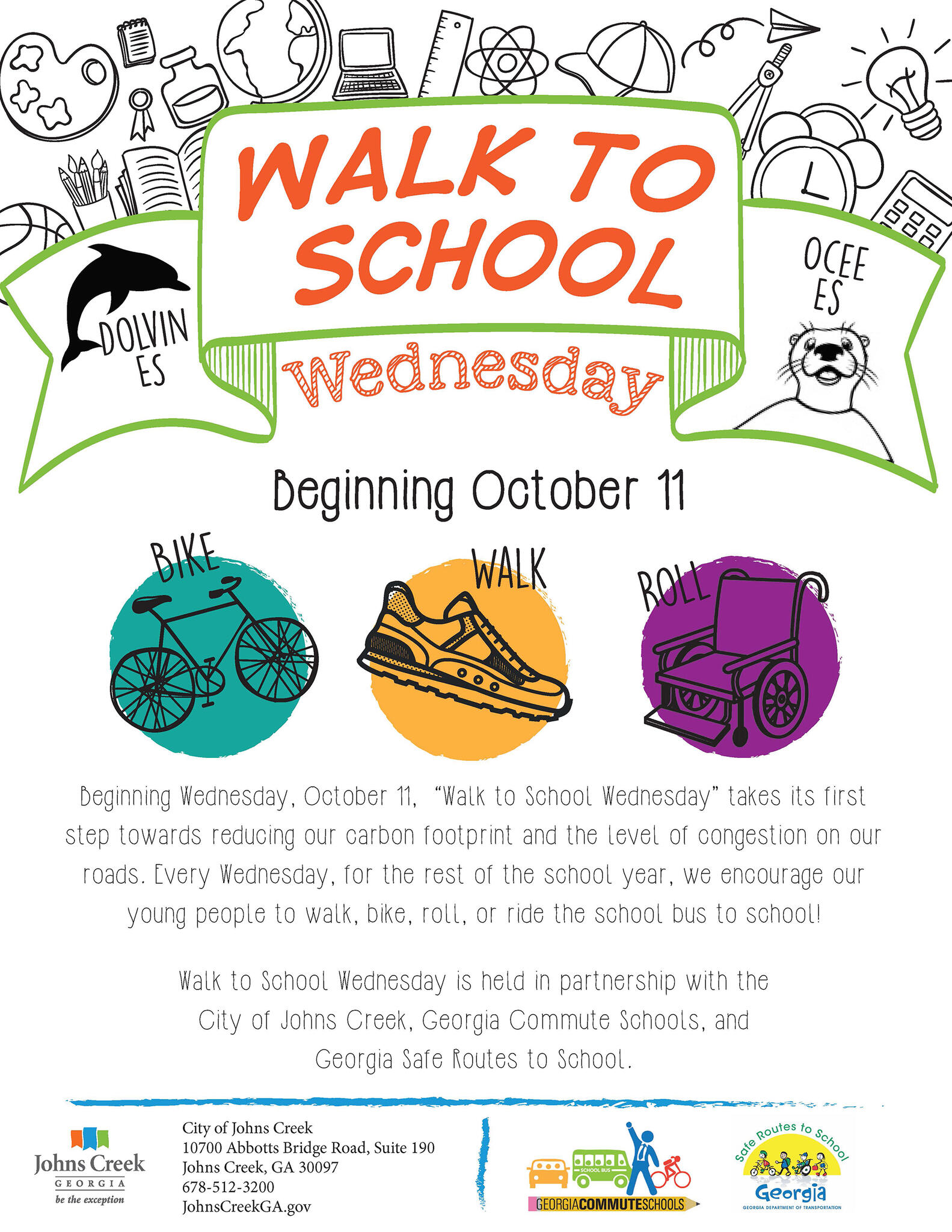 Walk to School Wednesday starts Oct. 11 (City of Johns Creek ...