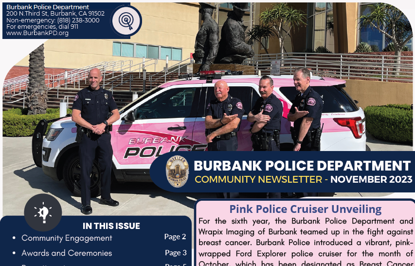 Burbank Police Community Newsletter - November 2023 (Burbank Police ...