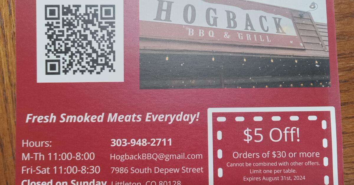 Coupon for Hogback BBQ & Grill for Free in Littleton, CO | For Sale ...