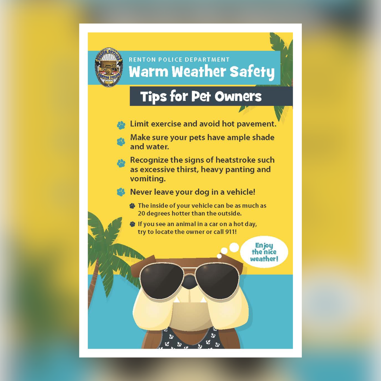 Heat Wave Safety Tips Renton Police Department — Nextdoor — Nextdoor