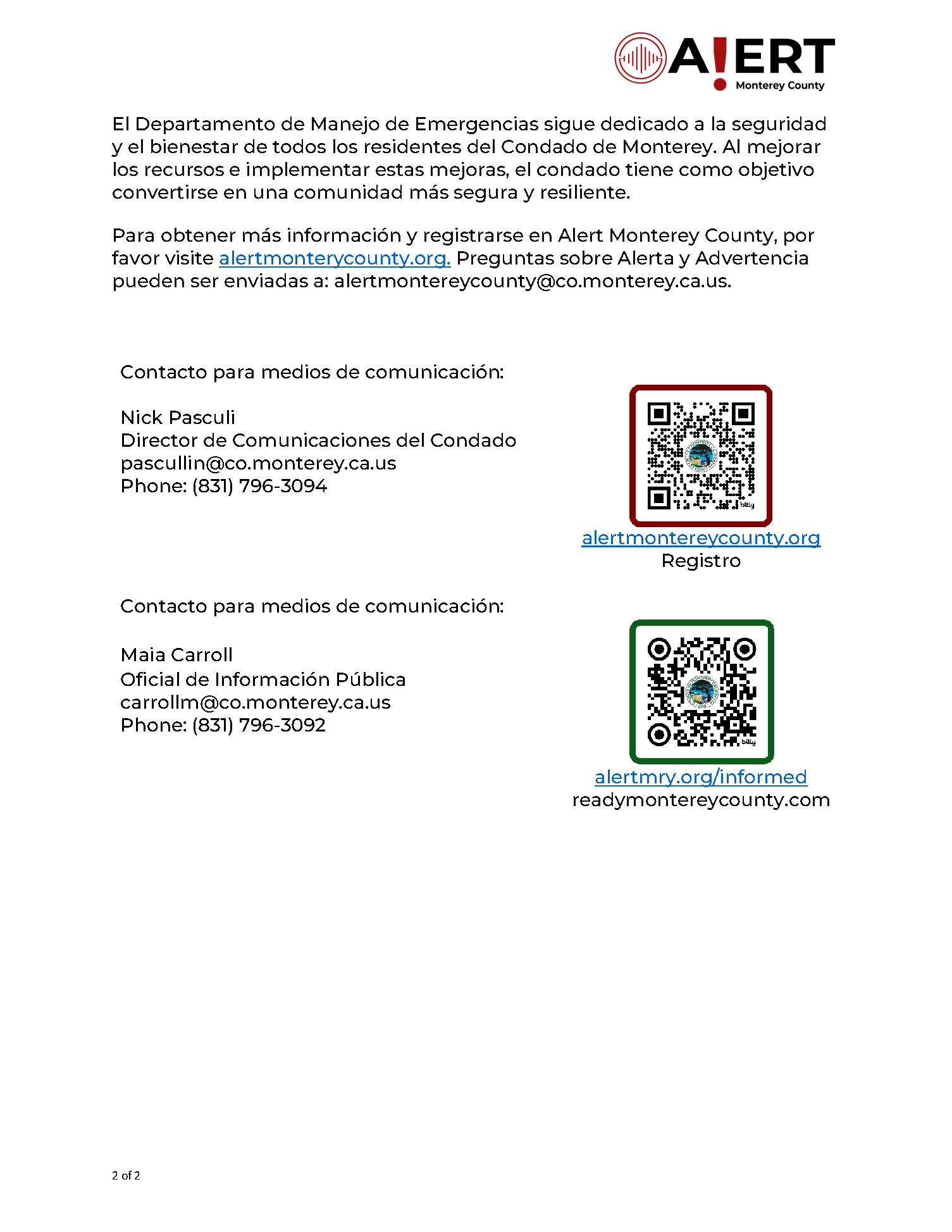 Monterey County's Department of Emergency Management is proud to ...