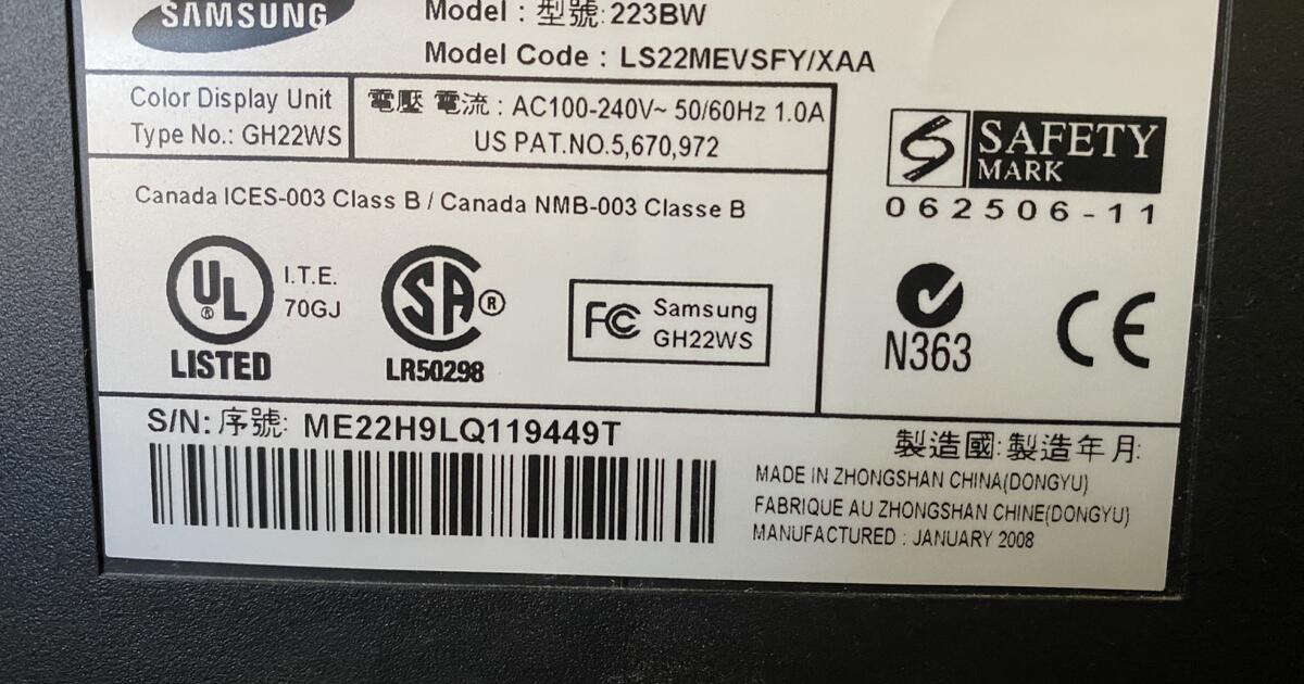 Samsung SyncMaster 223BW computer monitor for Free in Highlands Ranch ...