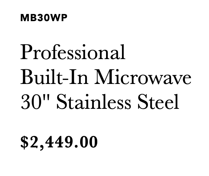Thermador MB30WP Professional Series Built-in Microwave for $950 in ...