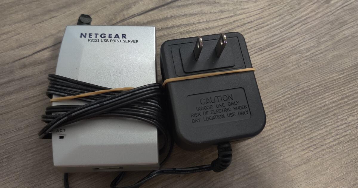 NETGEAR PS121 Silver USB 2.0 Mini Print Server With Power Supply for $9 ...