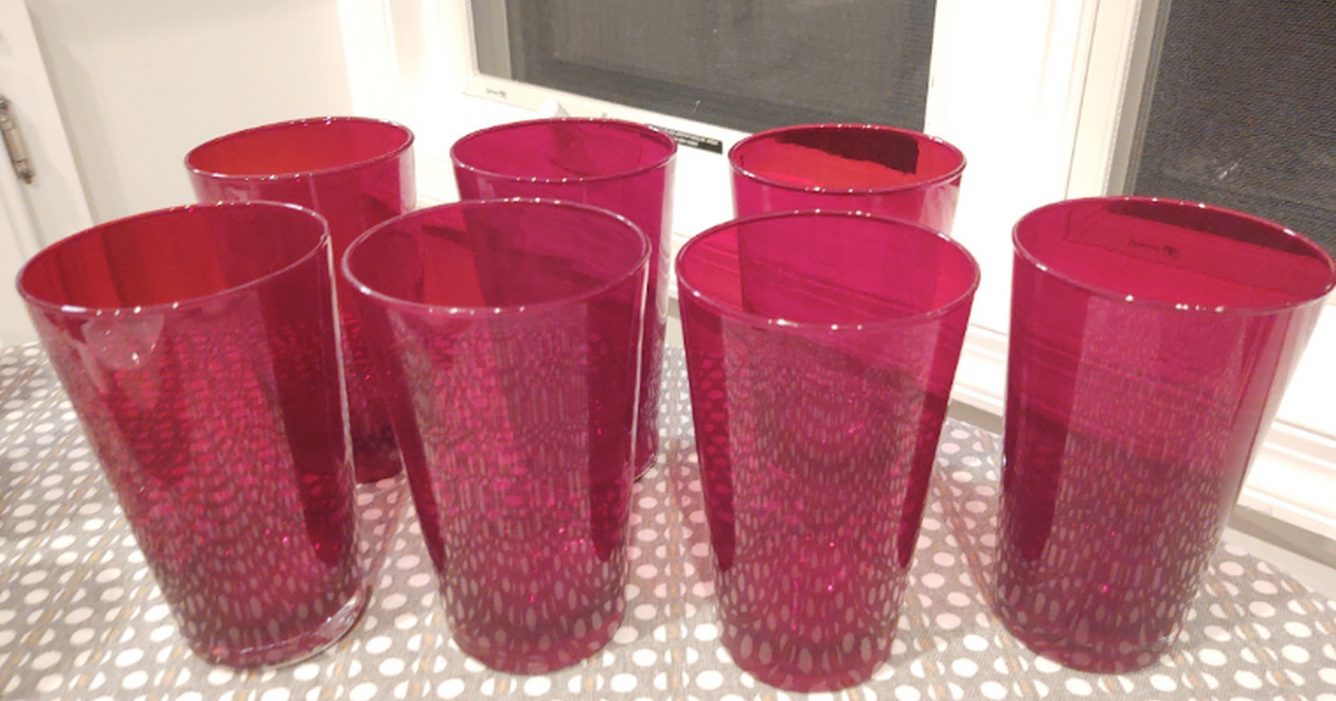 Set of 7 Red Glass Tumblers, or 4 small, or 5 wine glasses, $15 for ...