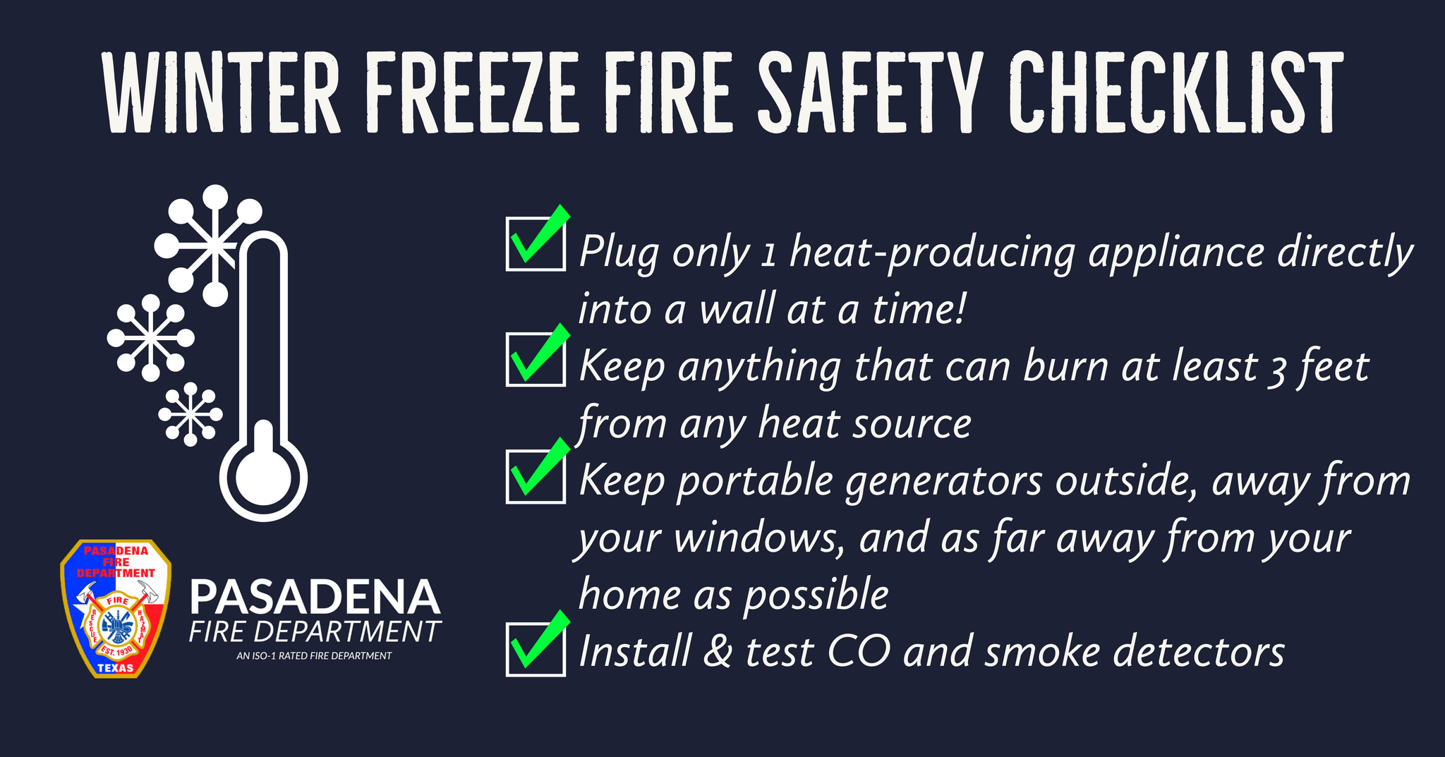 Winter Weather Fire Safety Tips! (Pasadena Fire Department) — Nextdoor ...