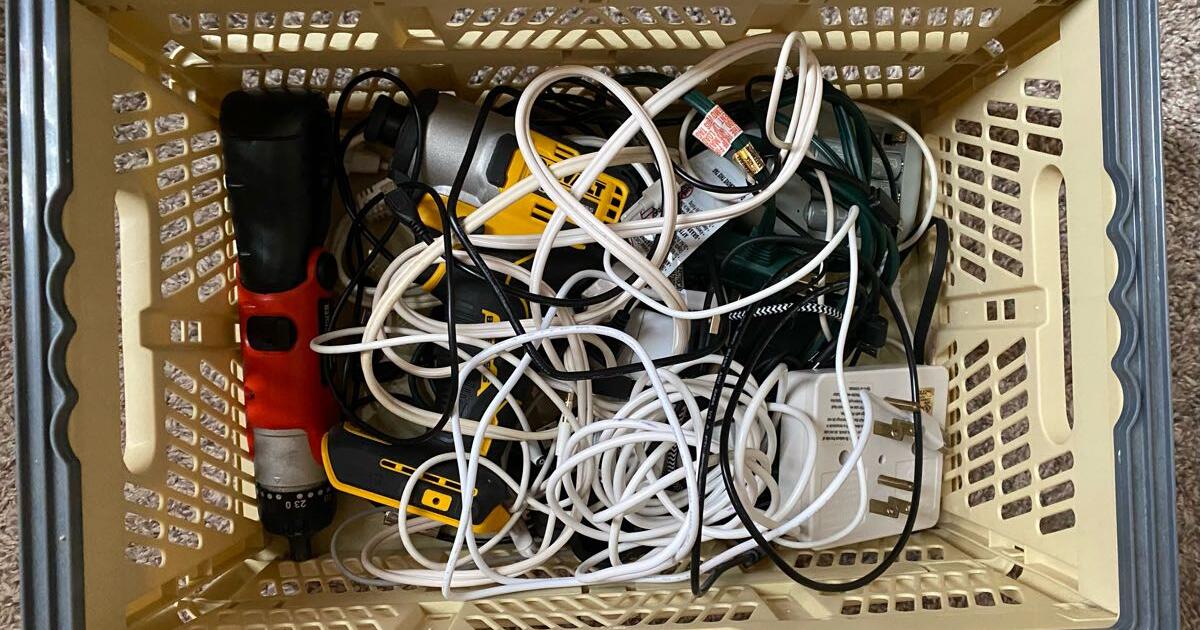 PENDING PICK UP: Box of Mixed Cables and two power tools for Free in ...