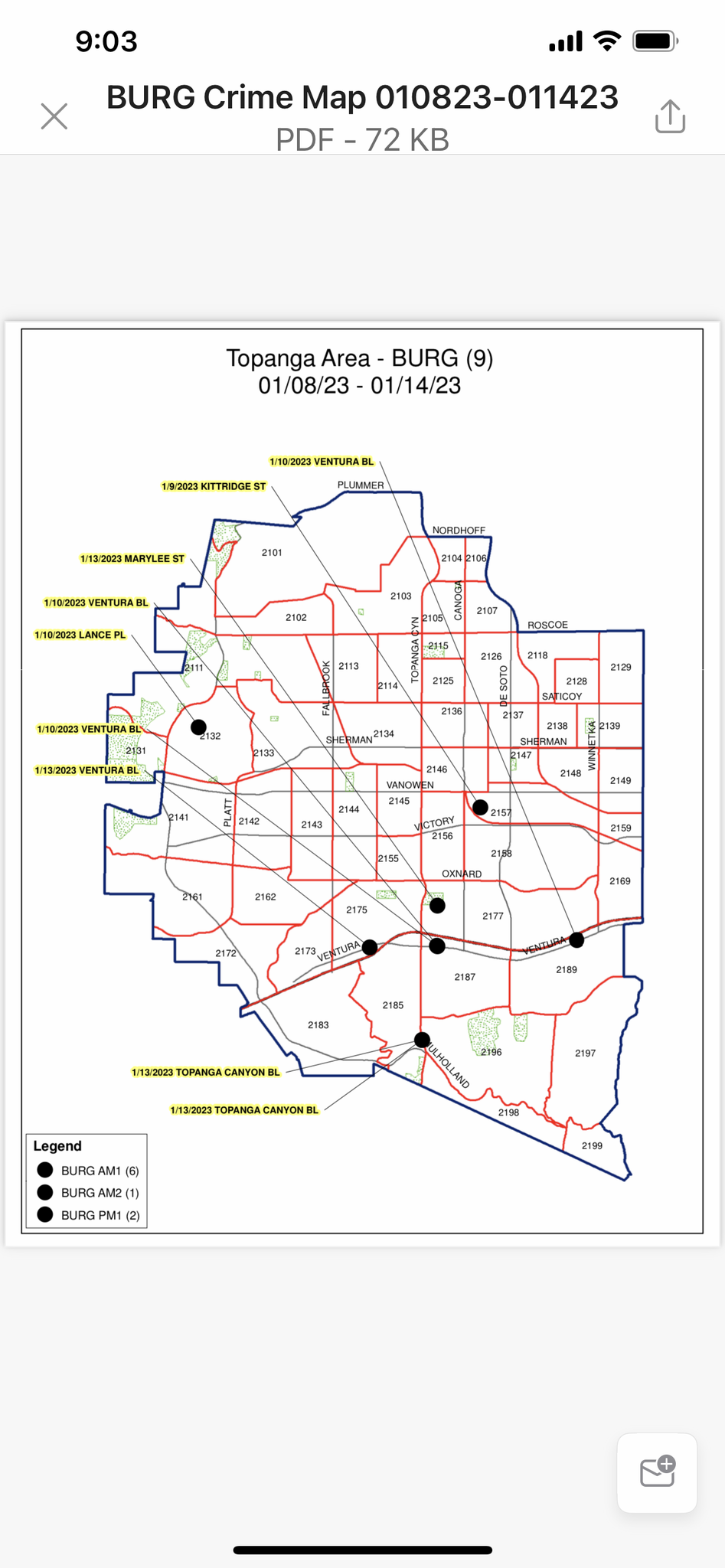 LAPD TOPANGA DIVISION WEEKLY CRIME MAPS (Los Angeles Police Department ...