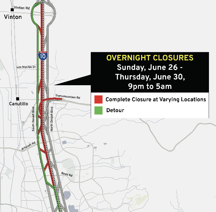 I-10 WIDENING WEST FULL OVERNIGHT CLOSURES 6/26-6/30 (Texas Department ...
