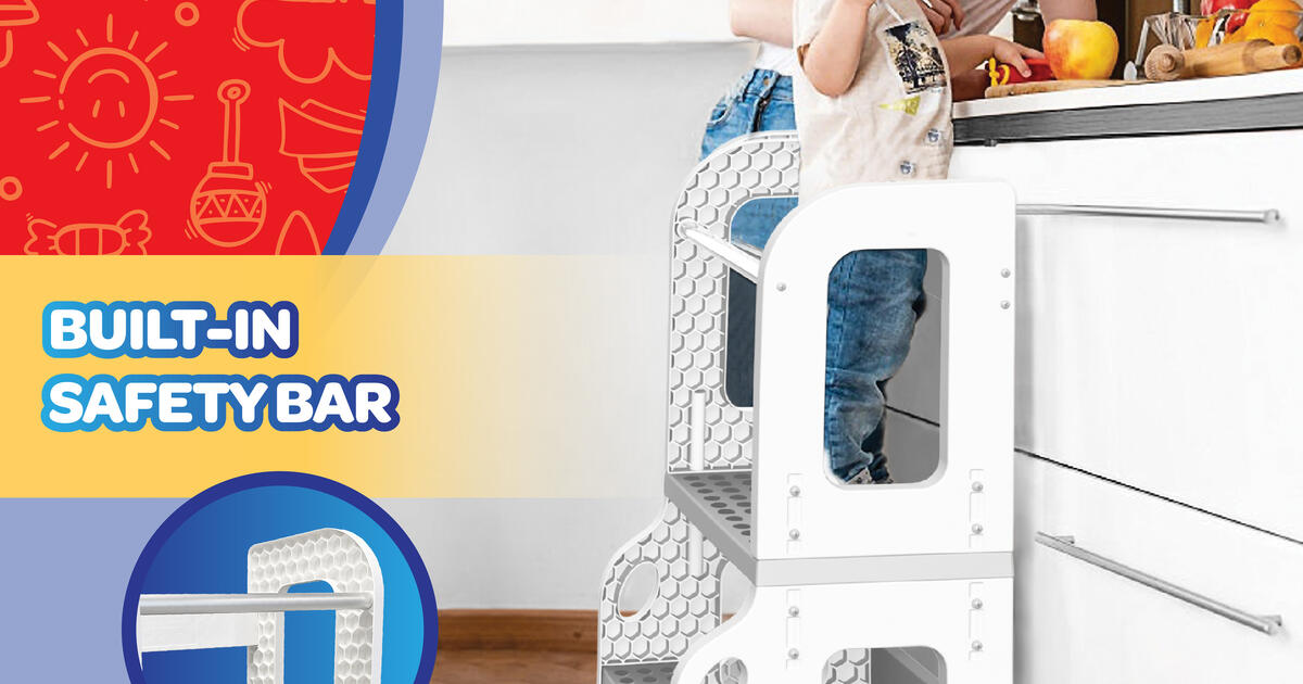 CORE PACIFIC Kitchen Buddy 2-in-1 Stool for Ages 1-3 safe up to 100 lbs ...