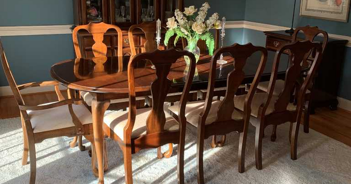 8 Place full Dining Room Table, 8 Chairs, Hutch & Buffet with custom ...