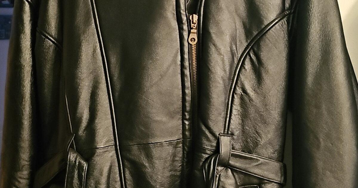 Black Leather Jacket with Hood for $60 in Midland, TX | For Sale & Free ...