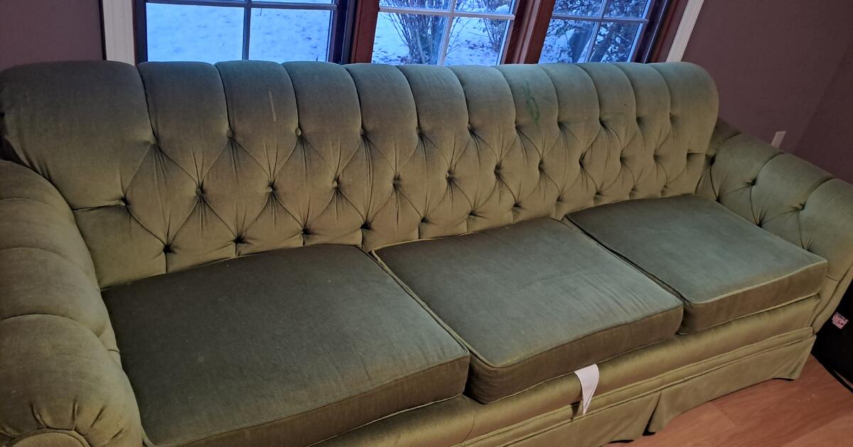 Green Tufted Sofa for Free in Fairport, NY | For Sale & Free — Nextdoor
