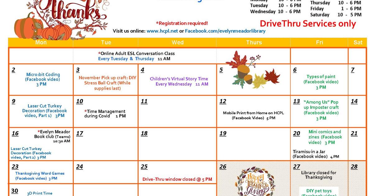 November Virtual Programs @ Your Library-Evelyn Meador — Nextdoor