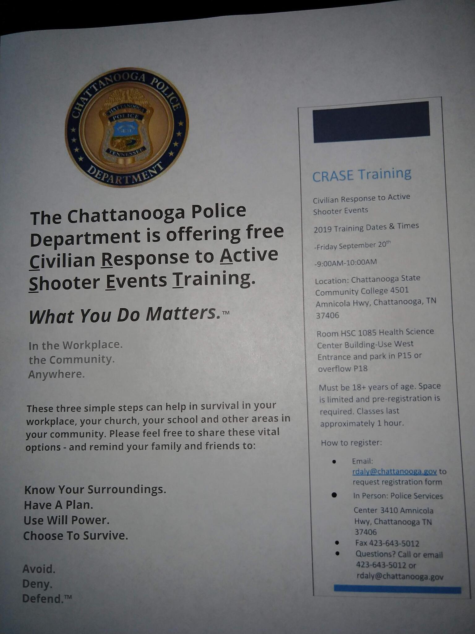 CRASE Training for Community Members (Chattanooga Police Department ...