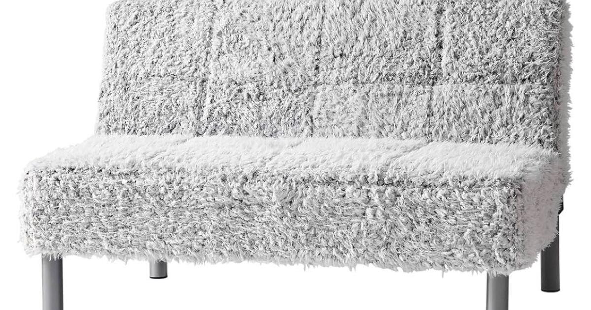 Cozy Mini Futon two-tone Frosted Black Shaggy Gray Sofa for $50 in ...