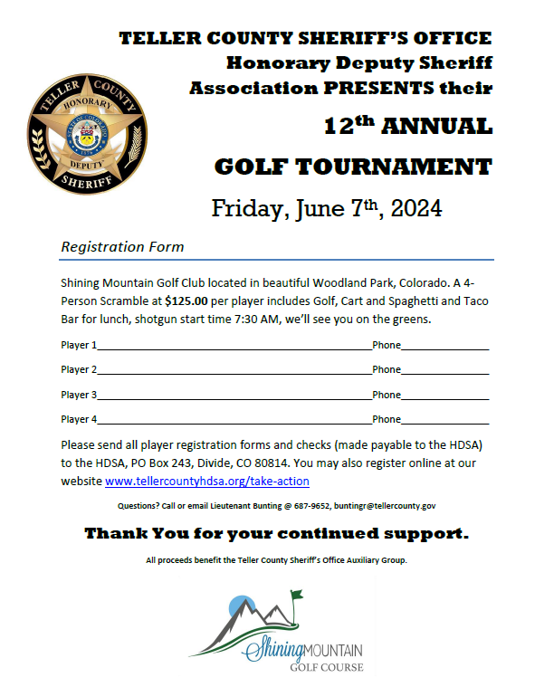 Annual golf tournament at the Shining Mountain Golf Course located in beautiful Woodland Park ...