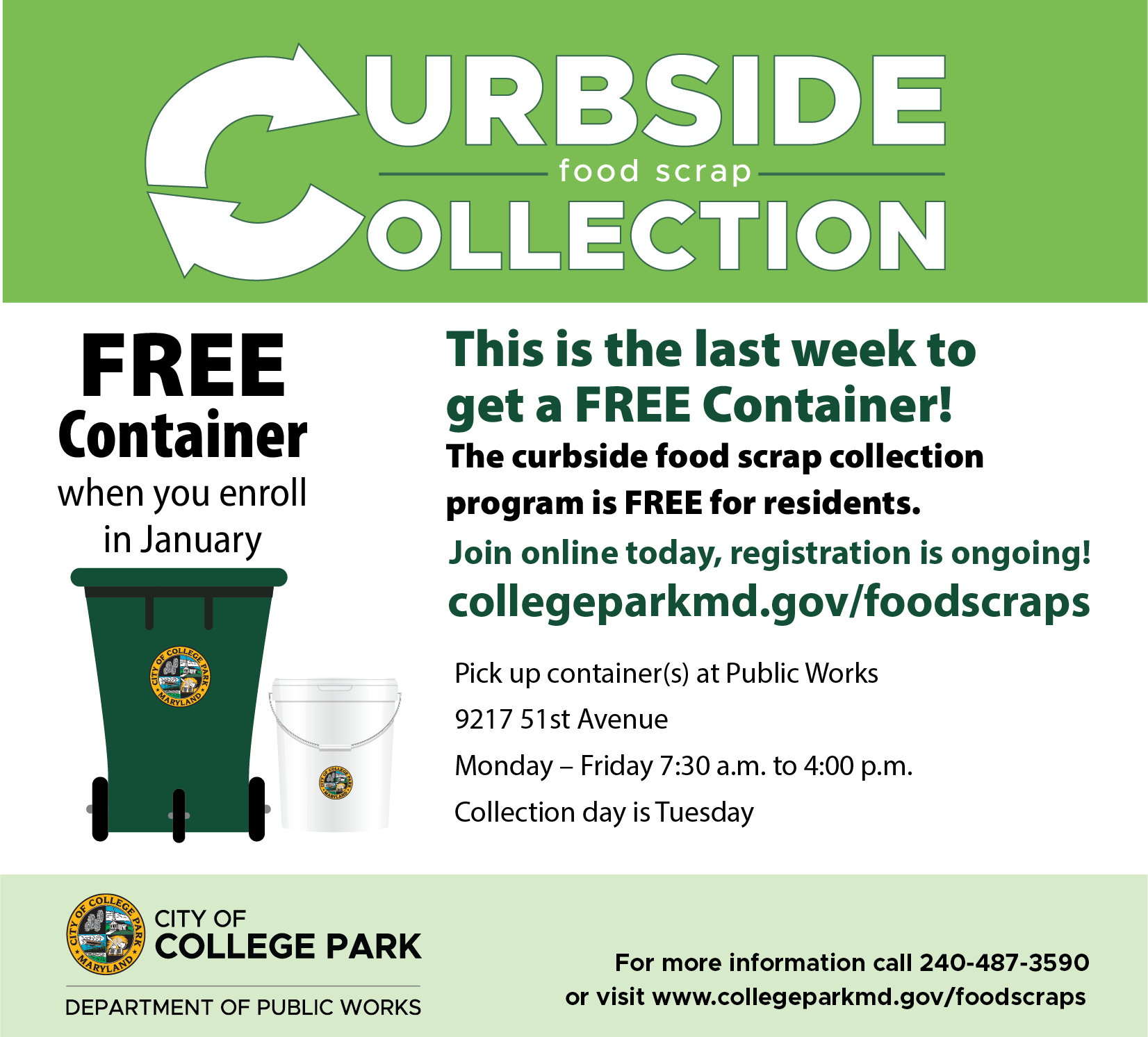 🚨 This is the last week to sign up for Curbside Food Scrap Collection ...