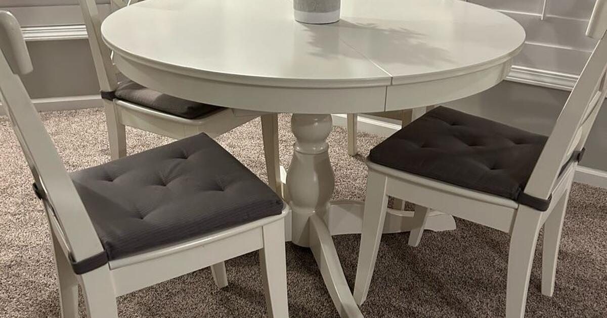 IKEA White Kitchen Dining Table and 4 Chairs for $140 in Leawood, KS ...