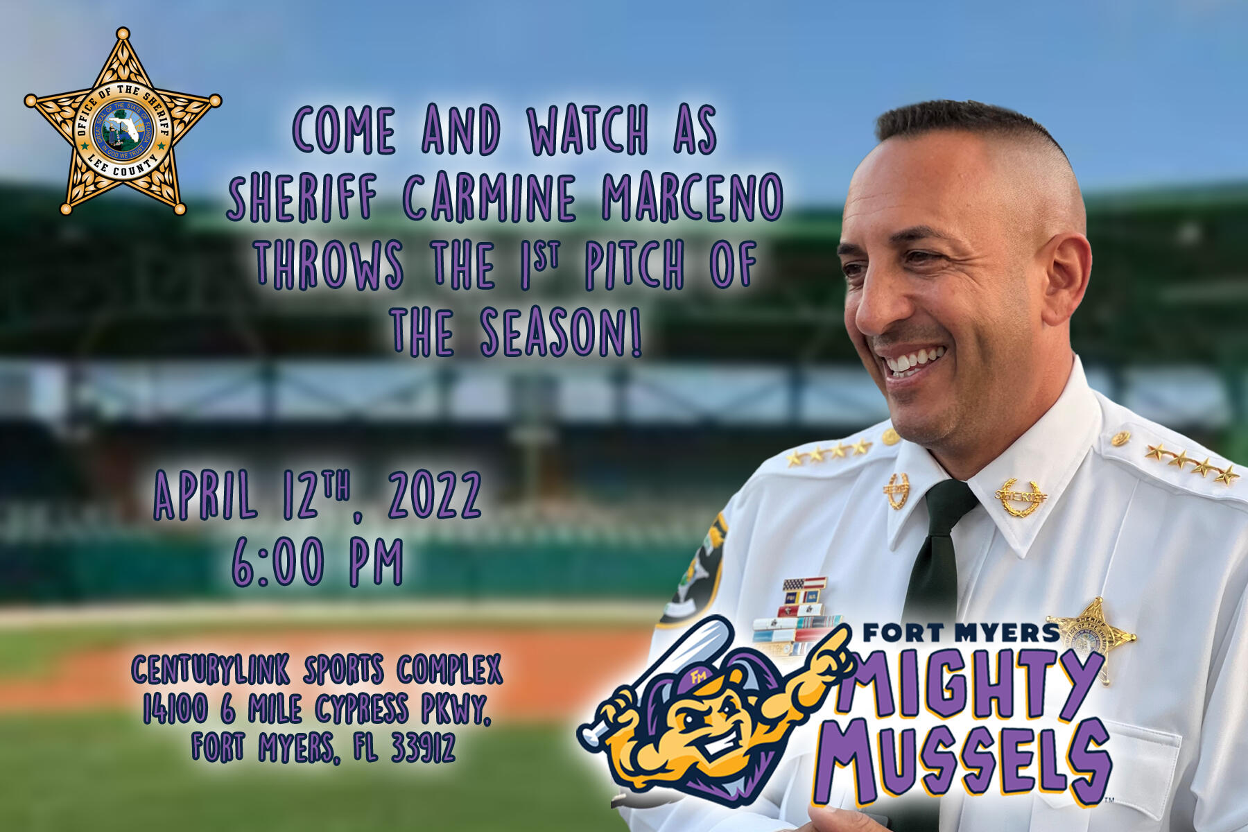 JOIN US AS SHERIFF MARCENO THROWS OUT FIRST PITCH OF THE SEASON! (Lee ...